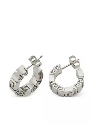 Versace Brass Greca Motif Hoop Earrings