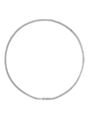 Burberry Engraved Check Chain Necklace - Silver