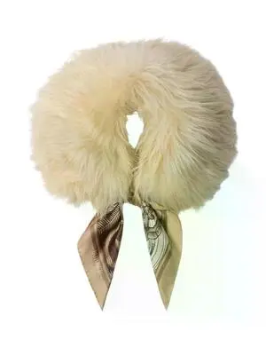 Burberry Shearling-collar Trim Scarf - Neutrals