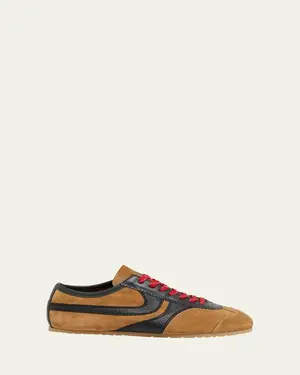 Dries Van Noten Suede And Leather Low-top Sneakers - Tan/black