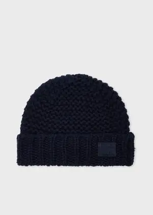 Paul Smith Chunky Knit Wool Beanie - Blue