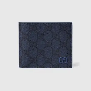 Gucci Dusty Interior Gg Bi-fold Wallet Gg Canvas - Blue