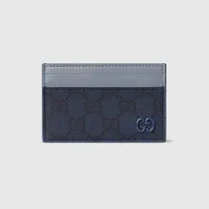 Gucci Dusty Trim Gg Card Case Gg Canvas - Blue