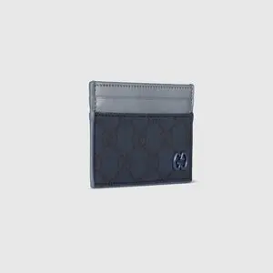 Gucci Dusty Trim Gg Card Case Gg Canvas - Blue