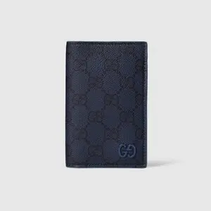 Gucci Bordeaux Interior Gg Long Card Case Gg Canvas - Black