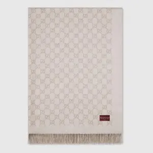 Gucci Reversible Gg Wool Cashmere Blanket - Beige