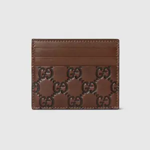 Gucci Gg Emblem Card Case Leather - Brown