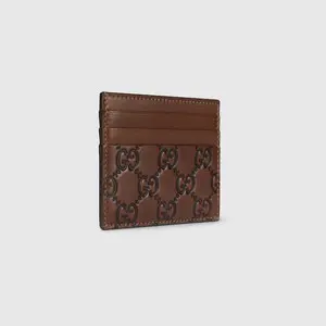 Gucci Gg Emblem Card Case Leather - Brown