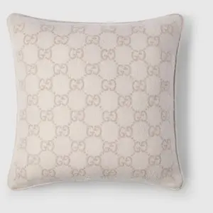 Gucci Gg Wool Cashmere Jacquard Cushion - Beige
