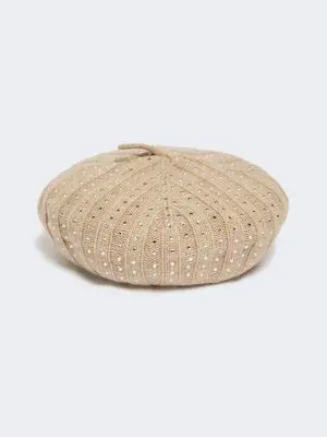 Max Mara Rhinestone-adorned Cashmere Beret - Sand