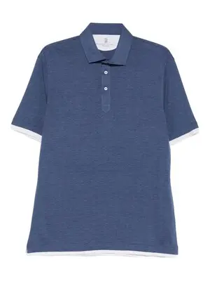 Brunello Cucinelli Silk And Cotton Polo Shirt - Blue