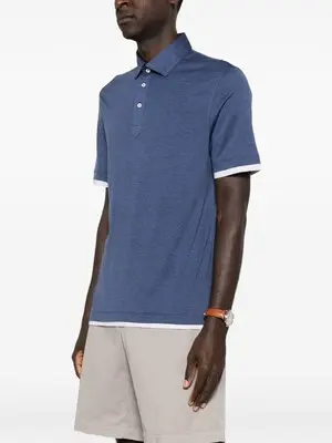 Brunello Cucinelli Silk And Cotton Polo Shirt - Blue