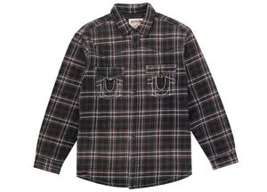 Supreme True Religion Quilted Lined Plaid Flannel Shirt Brown - Black