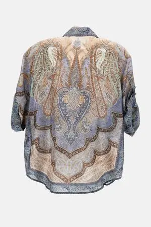 Zimmermann Wanderlust Short-sleeve Silk Shirt - Multicolor