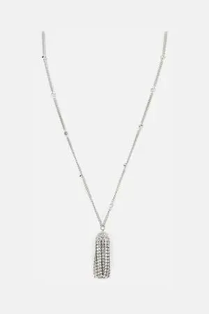 Rabanne Necklace With Strass Pendant - Silver