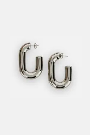 Rabanne Xl Link Hoop Earrings - Silver
