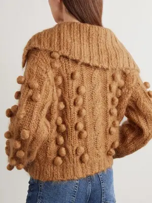 FRAME Bauble Pompom-embellished Mohair-blend Cardigan
