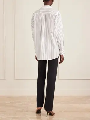 Saint Laurent Oversized Striped Cotton-poplin Shirt - Brown