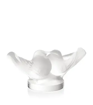 Lalique Crystal Lovebirds Sculpture - Clear