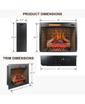 FLYNAMA 28 Inch Infrared Electric Fireplace With Removable Trim Kit Insert