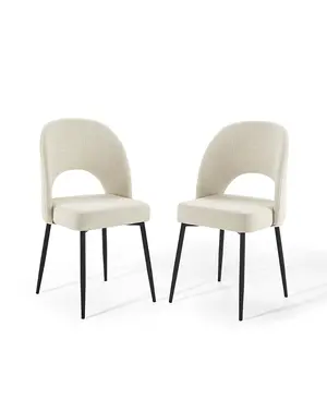 MODWAY Rouse Upholstered Fabric Dining Side Chair, Set Of 2 - Black Beige