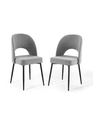 MODWAY Rouse Upholstered Fabric Dining Side Chair, Set Of 2 - Black Light Gray