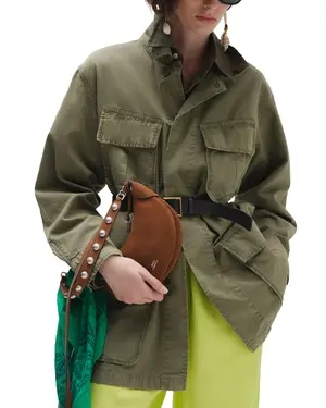 Polo Ralph Lauren Polo Id Mini Studded Suede Shoulder Bag