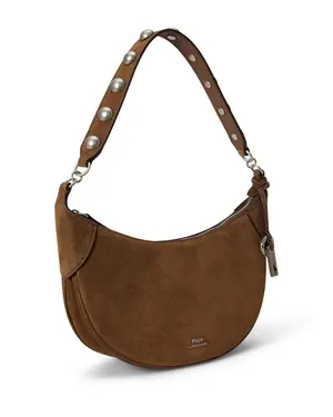Polo Ralph Lauren Polo Id Mini Studded Suede Shoulder Bag