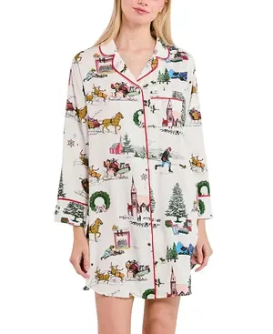 KATIE KIME Holiday Toile Sleep Shirt - Multi