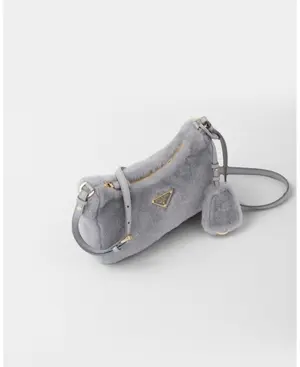 Prada Re-edition Mini Shearling Bag - Light Blue