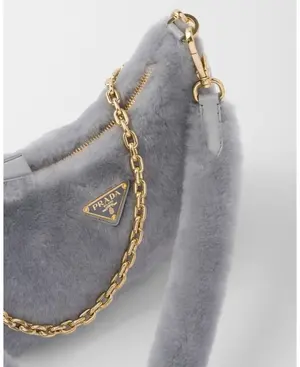 Prada Re-edition Mini Shearling Bag - Light Blue