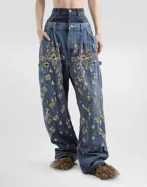 Dolce & Gabbana 5-pocket Embroidered Denim Jeans
