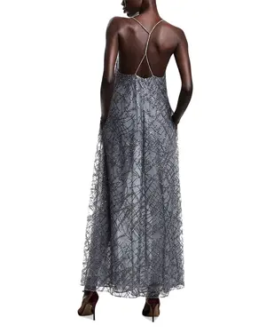 Emporio Armani Sequined Tulle Maxi Dress