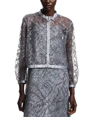 Emporio Armani Sequined Tulle Jacket - Silver