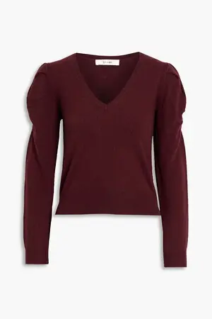 FRAME Frankie Ruched Wool-blend Sweater - Merlot