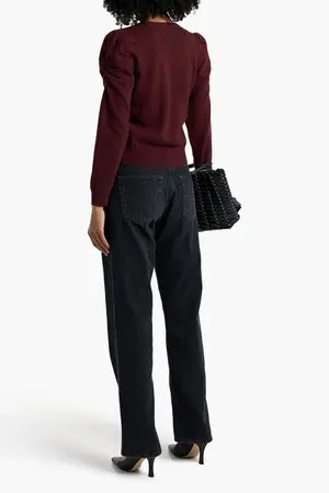 FRAME Frankie Ruched Wool-blend Sweater - Merlot