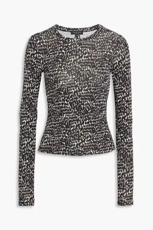 Rag & Bone Luca Printed Stretch-modal Jersey Top - Black