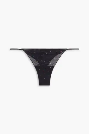 Oseree Gem Crystalembellished Tulle Thong - Black