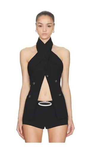 HAELO Wrap Lapel Halter Top