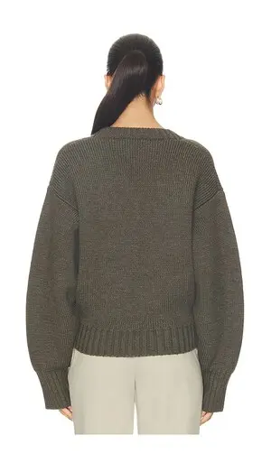 RÓHE Sculptural Compact V-neck Pullover - Forest Melange