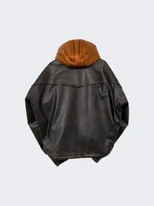 Mihara Yasuhiro Hooded Vegan Leather Jacket - Black