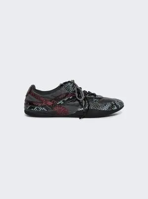 Miu Miu Gymnasium Python-printed Leather Sneakers - Black