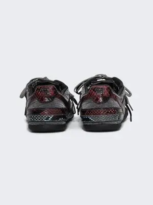 Miu Miu Gymnasium Python-printed Leather Sneakers - Black