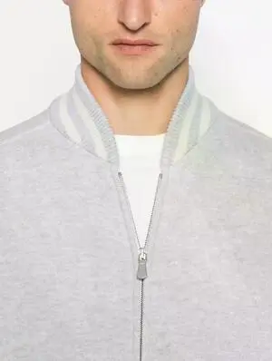 Eleventy Stripe-trim Wool Bomber Jacket