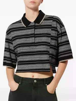 MARANT ETOILE Isalyne Striped Polo Top - Black