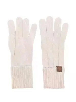 Eleventy Cable-knit Cashmere Gloves - Neutrals