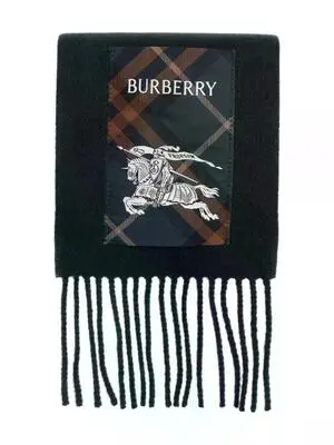 Burberry Fringed Logo Scarf - Green