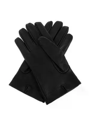 Burberry Topstitch Leather Gloves - Black