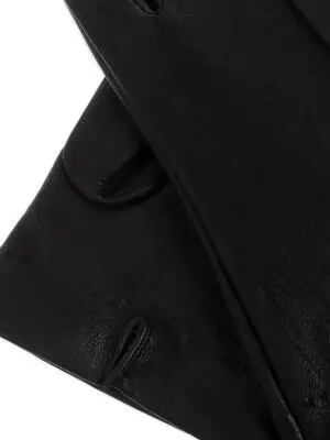 Burberry Topstitch Leather Gloves - Black