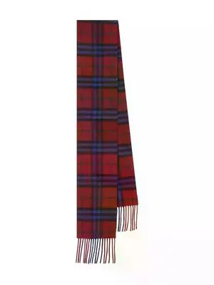 Burberry Checked Fringed Scarf - Red